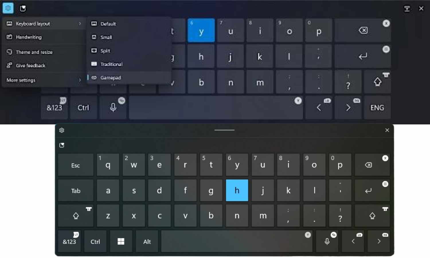 Microsoft introduces a redesigned gamepad keyboard layout for Windows 11