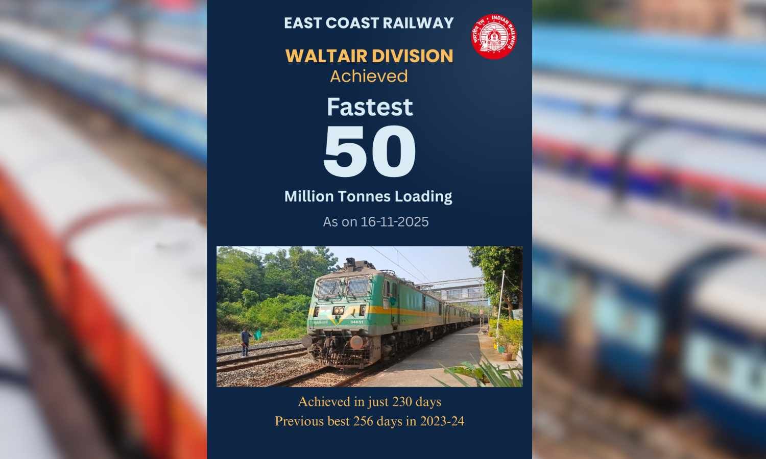 Waltair Railway Division sets new record by handling 50 million tonnes